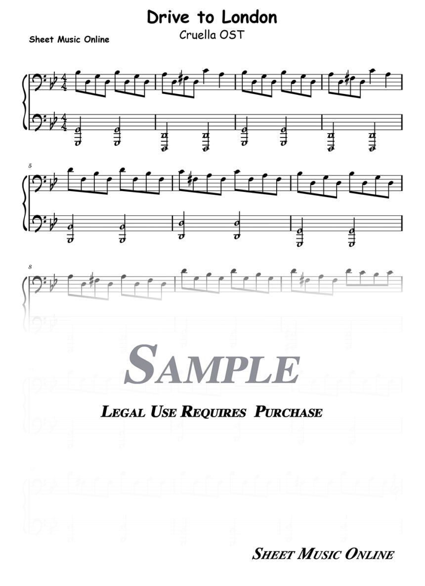 Drive to London from Cruella - Sheet Music Online