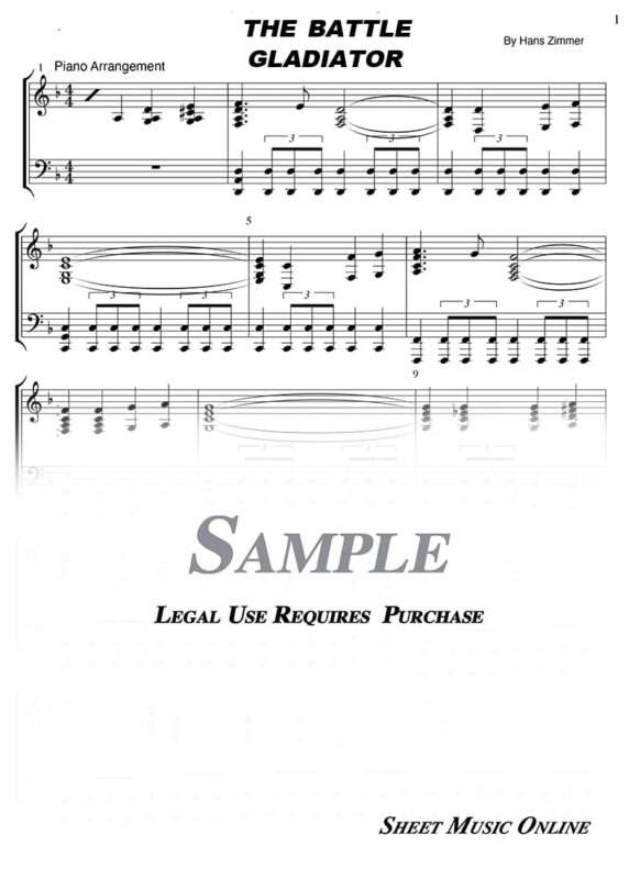 Gladiator – The Battle – Sheet Music Online
